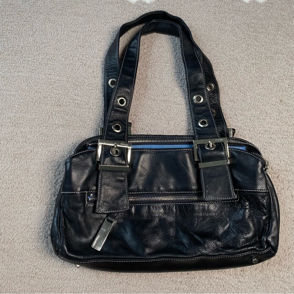 Perlina | Bags | Perlina Black Vintage Leather Buckle Y2k Handbag Purse ...